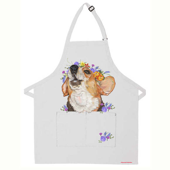 Hail Mary Gifts | Kitchen | Beagle Dog Floral Apron Two Pocket Bib ...